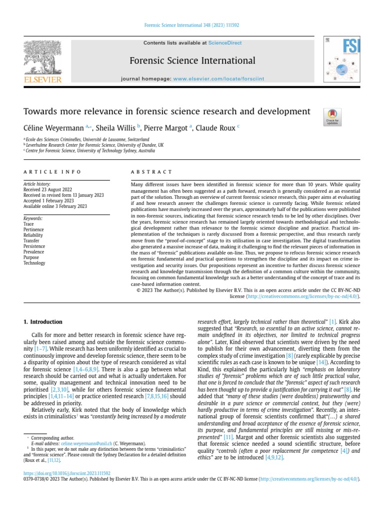Towards More Relevance in Forensic Science Research and Development ...