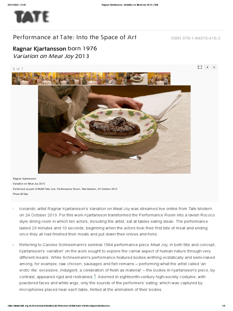 Ragnar Kjartansson, Variation On Meat Joy 2013 - Tate | PDF