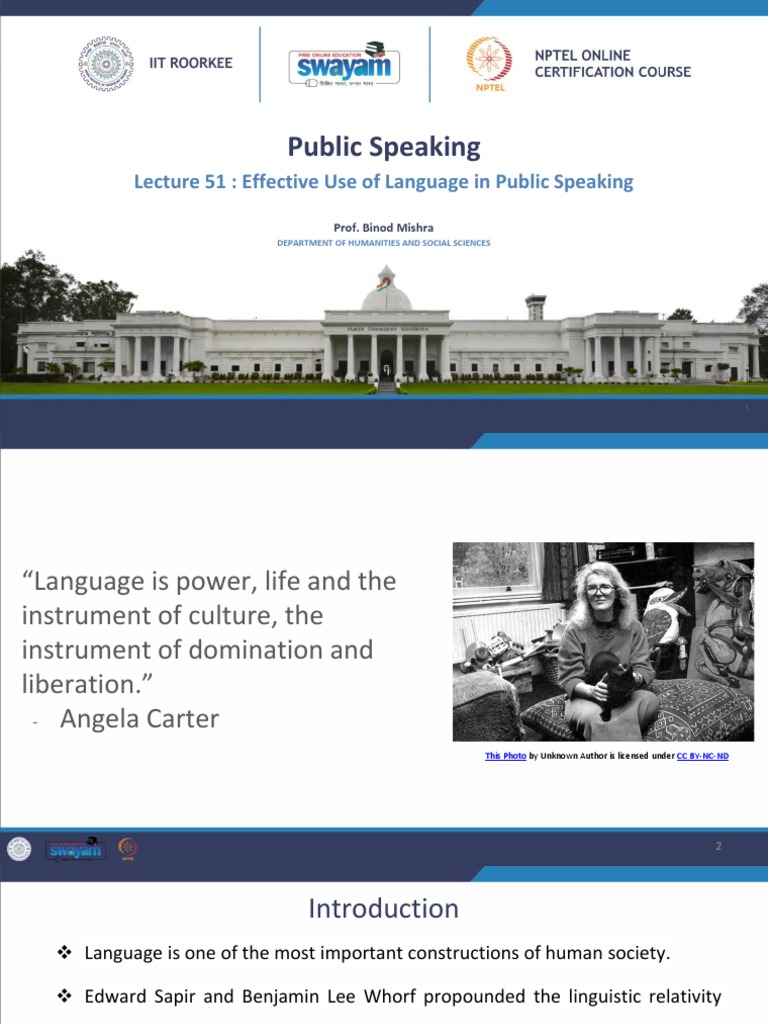 Public Speaking: Lecture 51: Effective Use of Language in Public ...