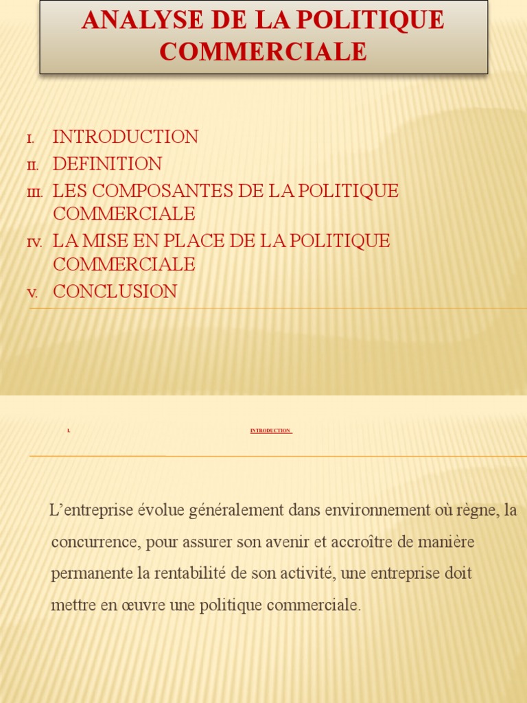 Analyse de La Politique Commerciale | PDF