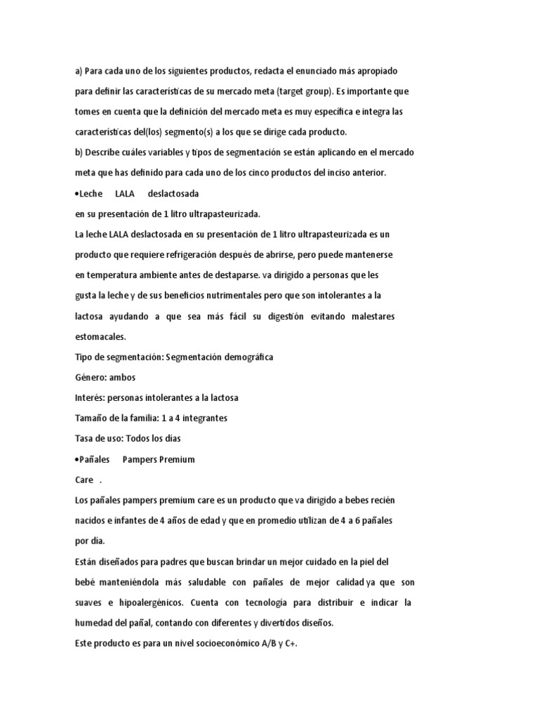 Definiendo El Mercado Meta 1 | PDF | Producto (Negocio) | Leche