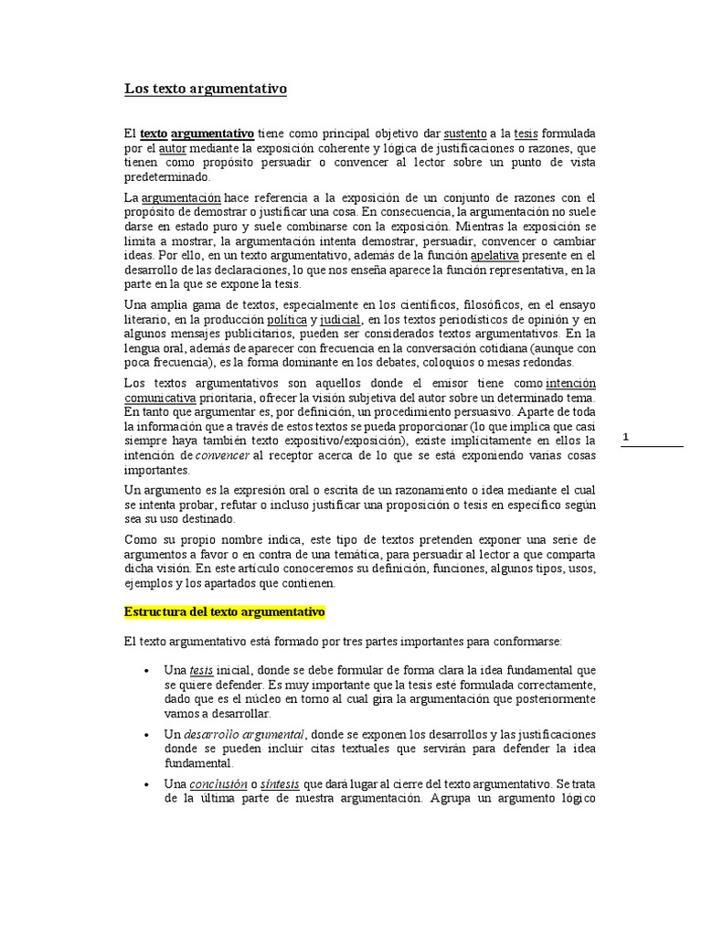 Guía Completa de Textos Argumentativos | PDF