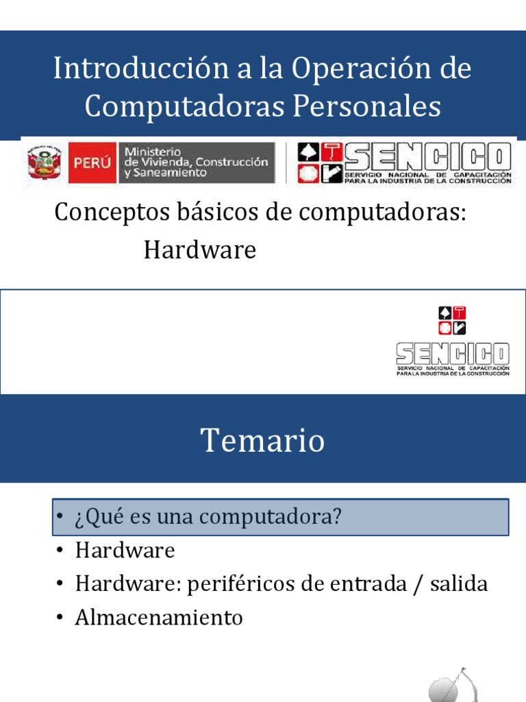 Clase 01 Conceptos Basicos Hardware | PDF | Hardware de la computadora | Almacenamiento de datos ...