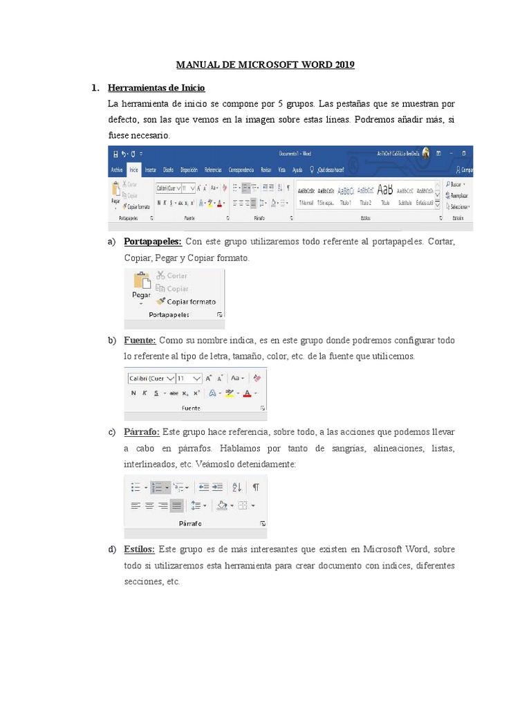 Manual de Microsoft Word 2019 | PDF | Microsoft Word | Microsoft Office