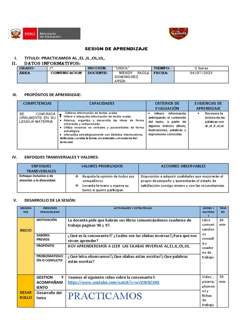 Silabas Inversas Al, El, Il, Ol, Ul | PDF | Evaluación | Aprendizaje