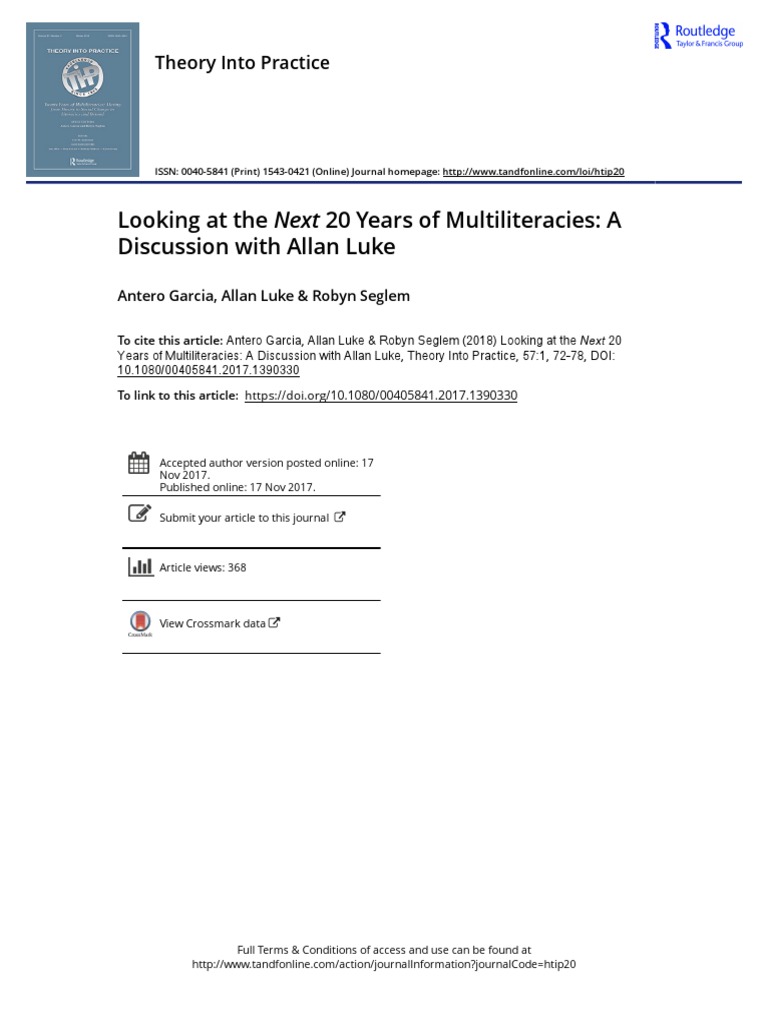 Allan Luke - The Next 20 Years of Multiliteracies | PDF