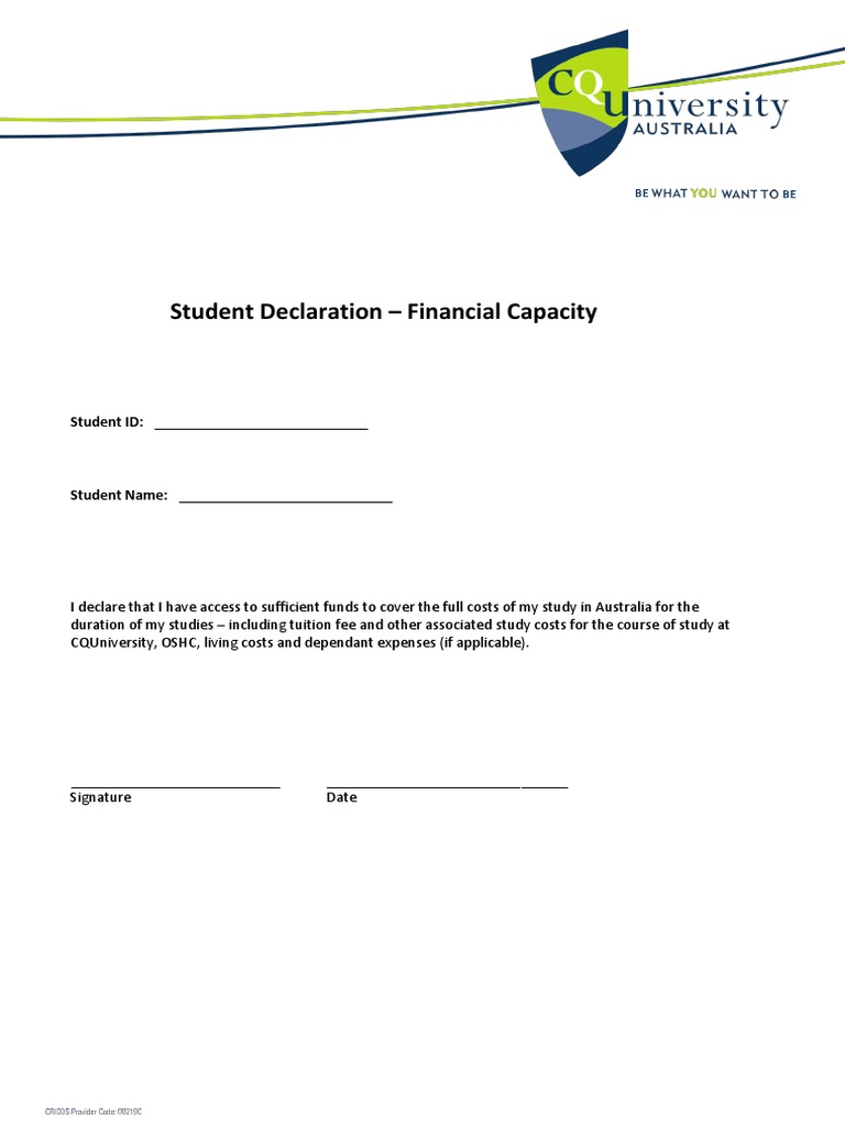 CQUniversity Financial Declaration_Student | PDF