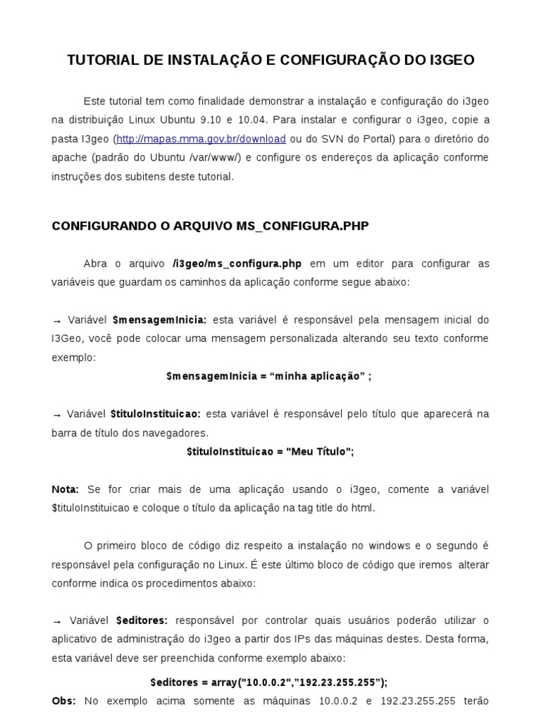 Tutorial Instalação Configuração | PDF