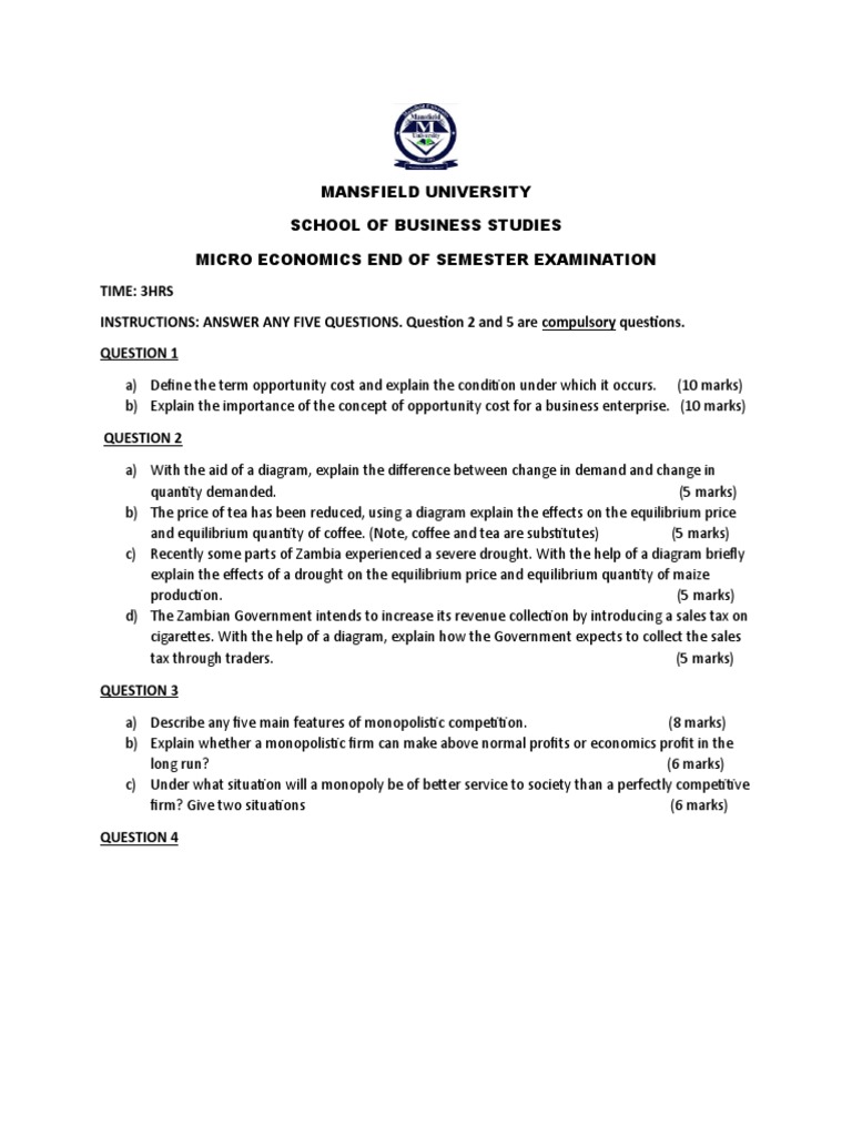 Micro Economics Exam End of Semester | PDF