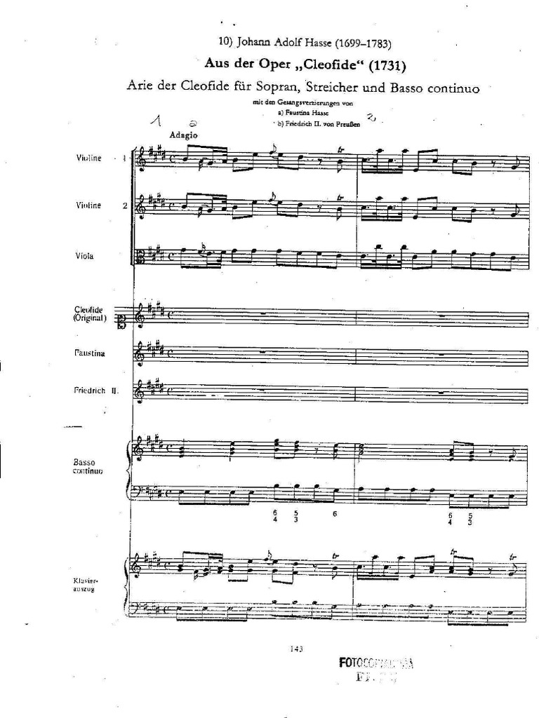 Hasse Digli Che Io Son Fedele (Cleofide) | PDF