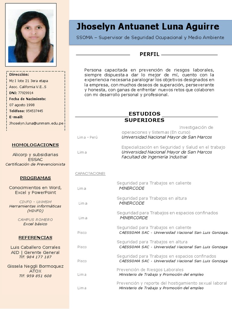 Luna Aguirre Jhoselyn Antuanet CV | PDF