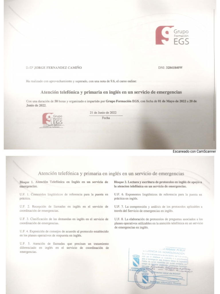 Cursos Homologados AGASP | PDF