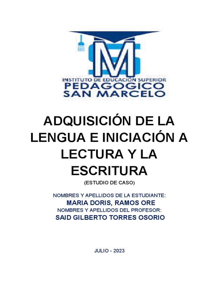 Adquisición de La Lengua e Iniciación A Lectura y La Escritura | PDF ...