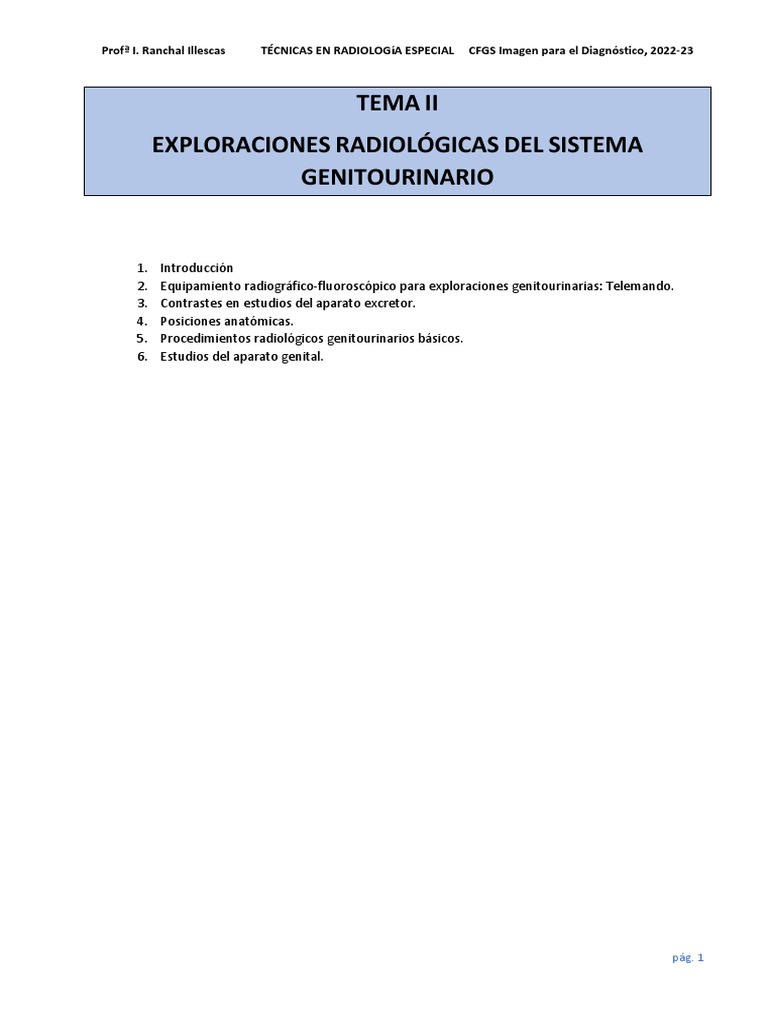 TEMA II Exploraciones Radiologicas en Aparato Genitourinario | PDF | Vejiga urinaria ...