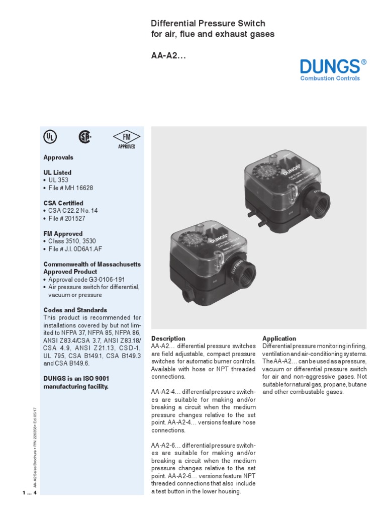 Datashet Presostato | PDF | Switch | Electrical Connector