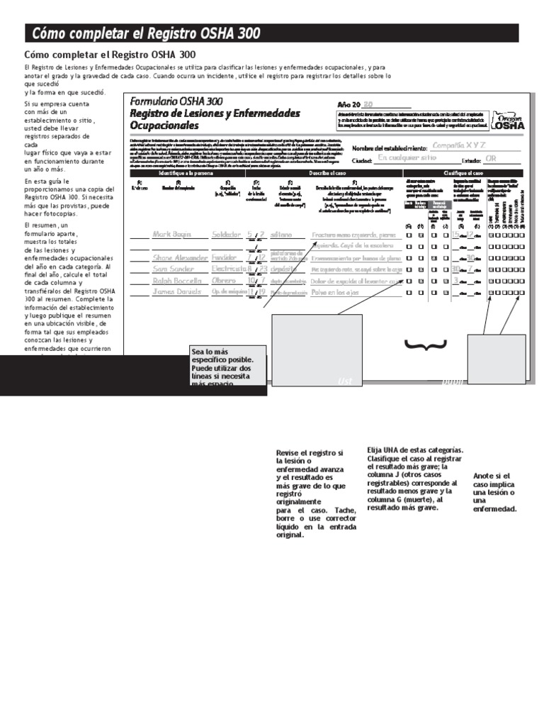 Cómo Completar El Registro OSHA 300 | PDF | Administración de Seguridad ...