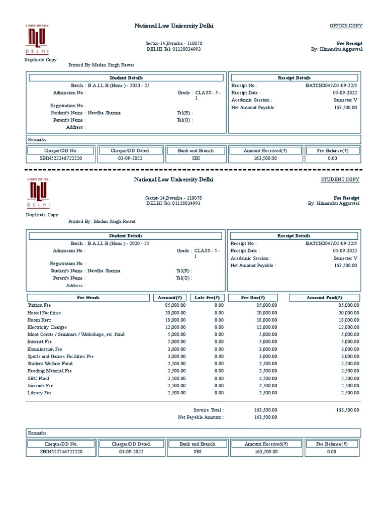Fee Receipt | PDF | Receipt | Fee