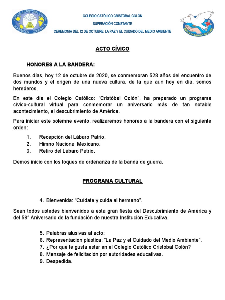 Programa Cívico Del 12 de Octubre | PDF