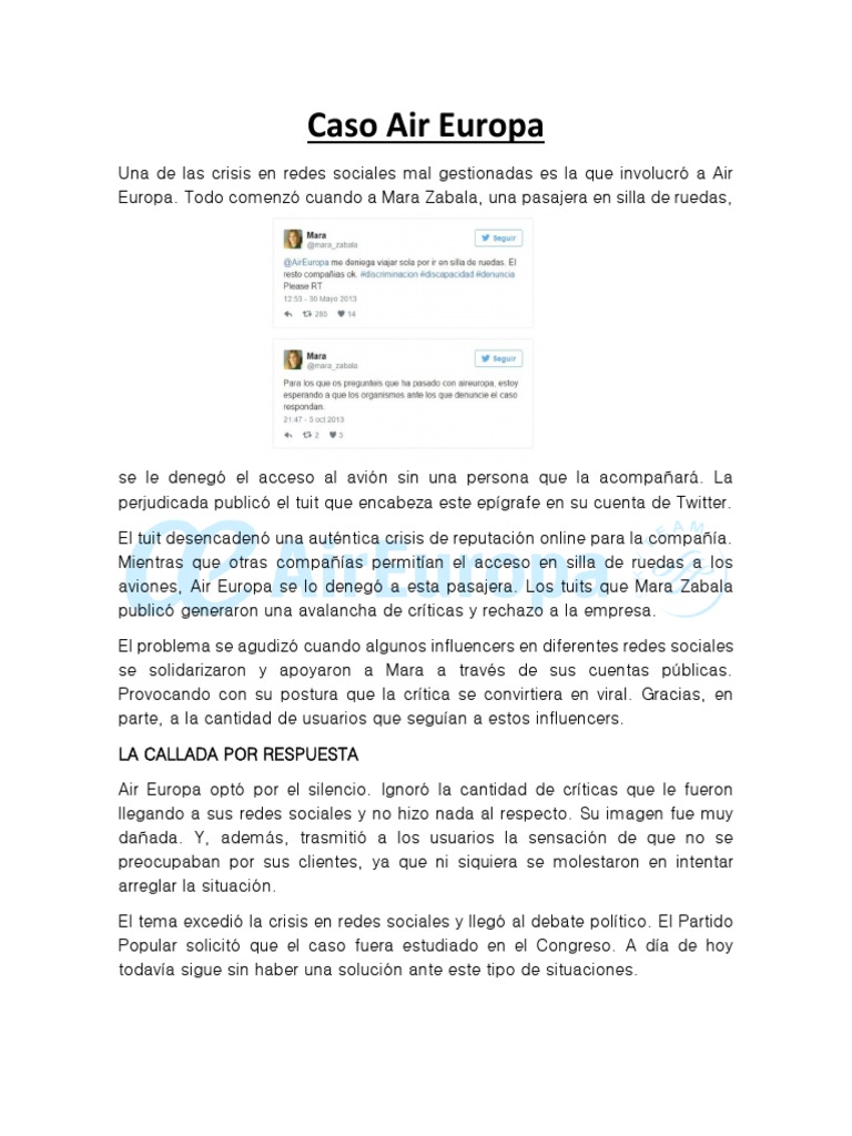 Crisis de Air Europa: Caso Mara Zabala | PDF | Ciencias sociales
