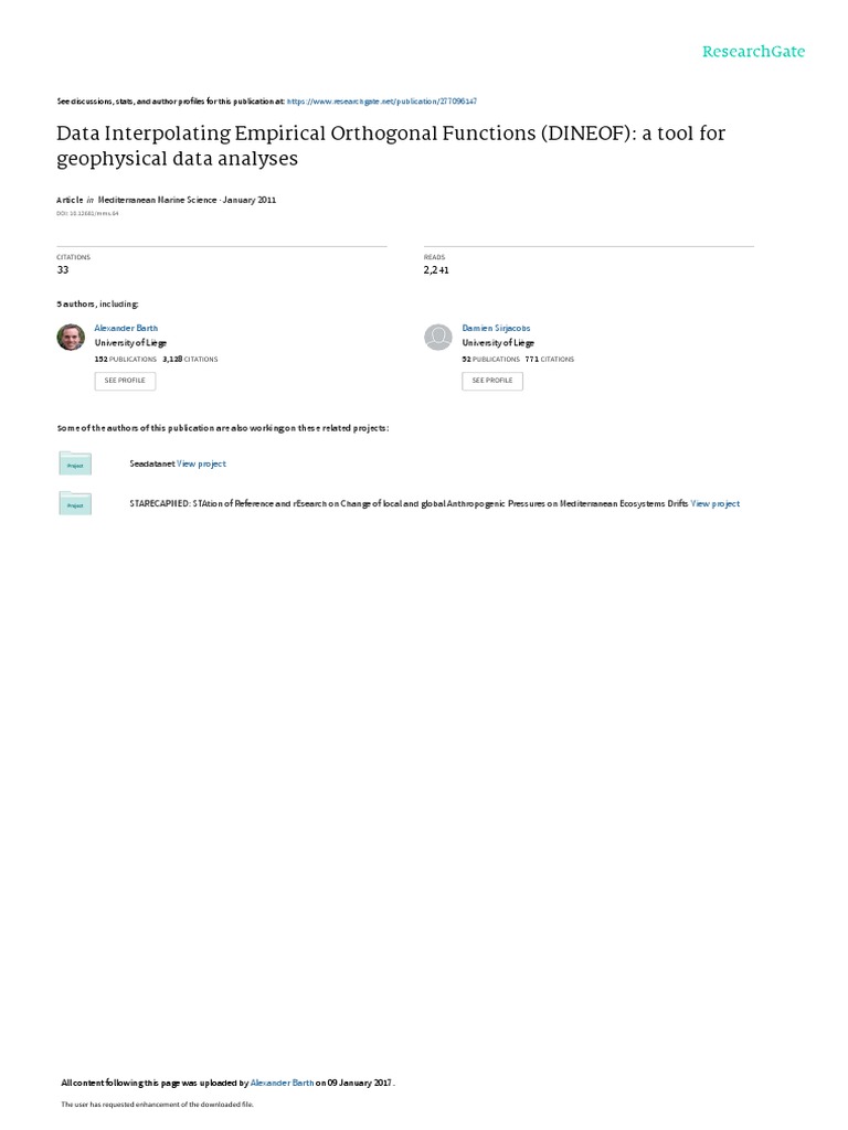 Data Interpolating Empirical Orthogonal Functions Pdf Sea Surface Temperature Time Series 