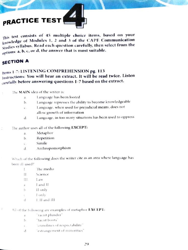 Comm Practice 4 MCQ | PDF