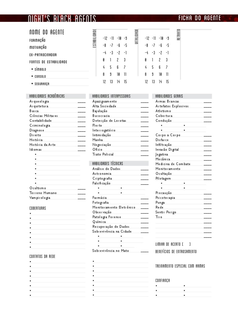 Night Black Agents Ficha de Personagem Editavel | PDF