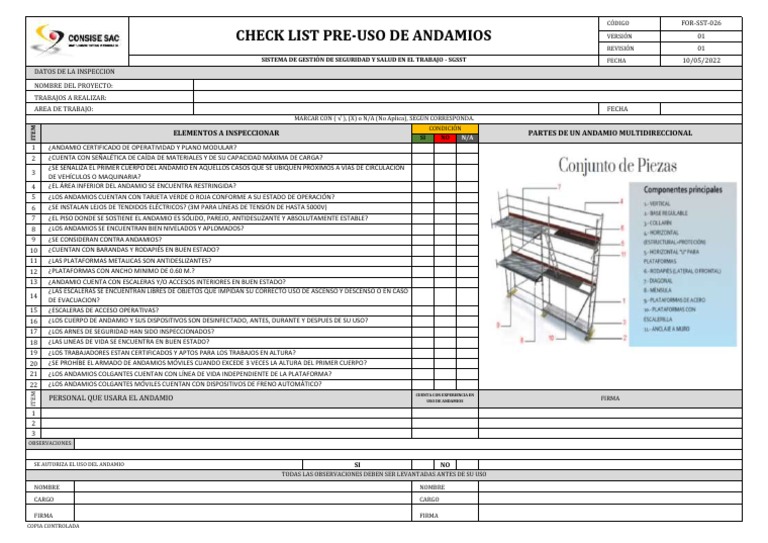 Checklist de Inspección de Andamios | PDF