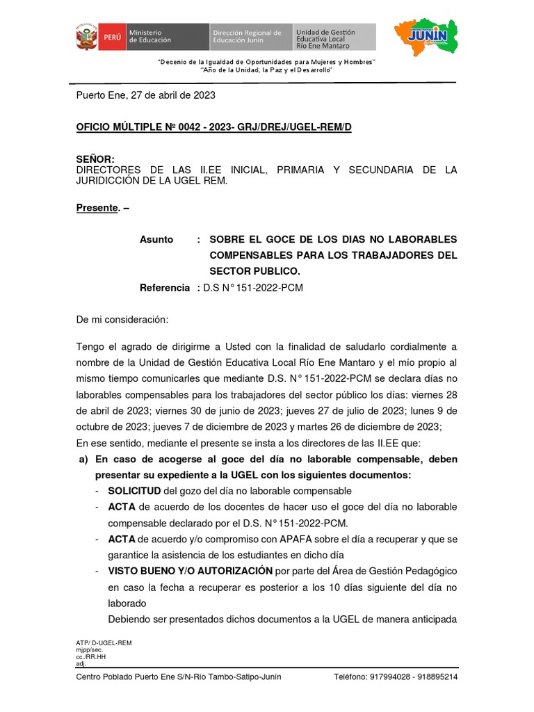 Oficio Multiple 0042-2023 | PDF