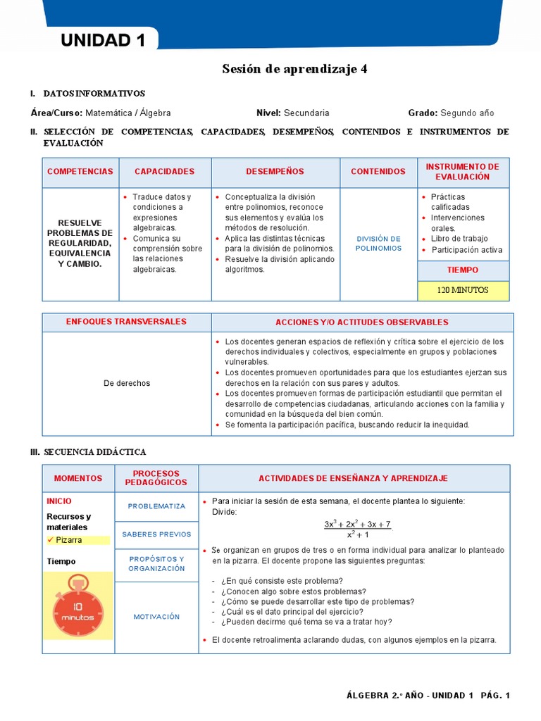 Sesión de Aprendizaje 4 | PDF | Enseñando | Evaluación