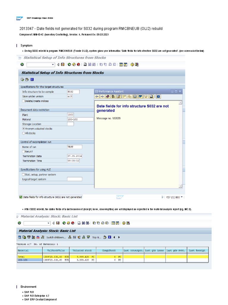 Date Fields Not Generated For S032 During Program RMCBNEUB (OLI2 ...