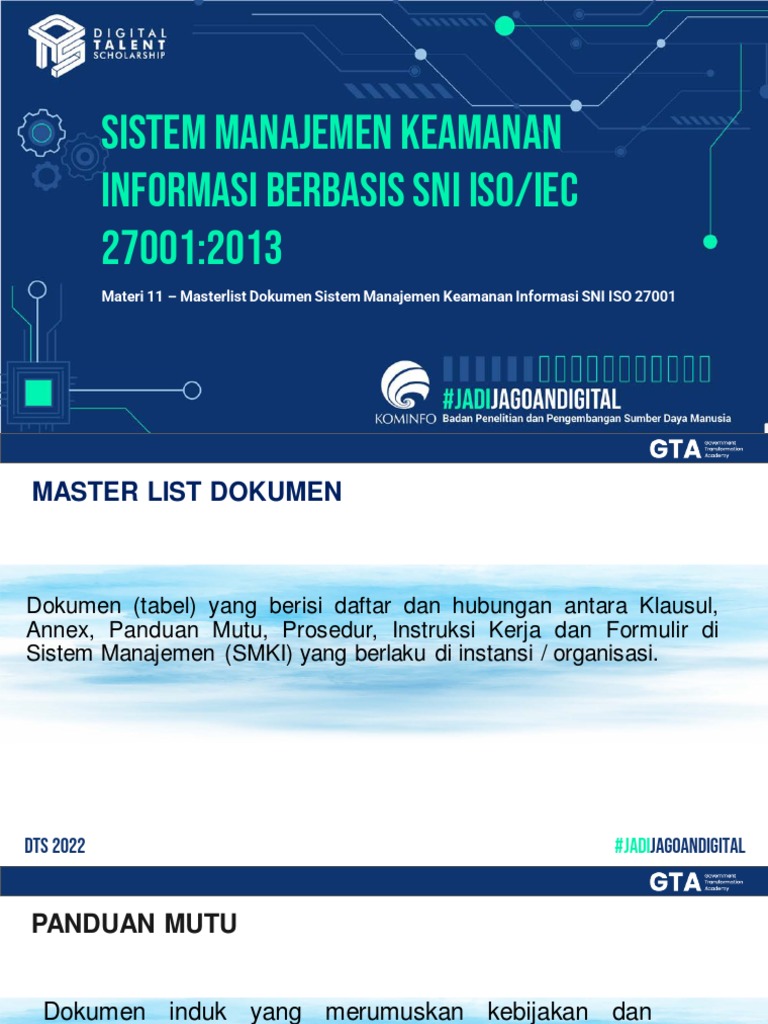 Masterlist Dokumen SMKI ISO 27001 | PDF