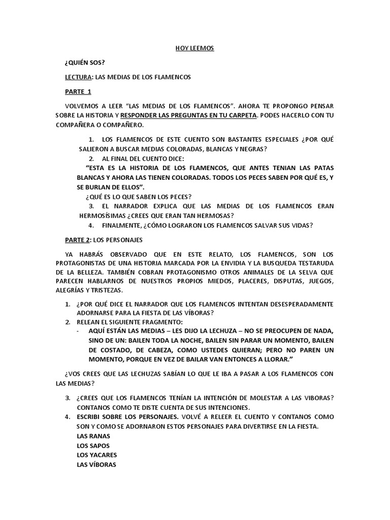 Trabajo Practico Las Medias de Los Flamencos | PDF