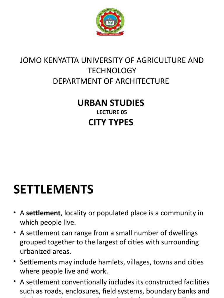 Types of Cities and Urban Settlements | PDF | Rural Area | Economic Growth