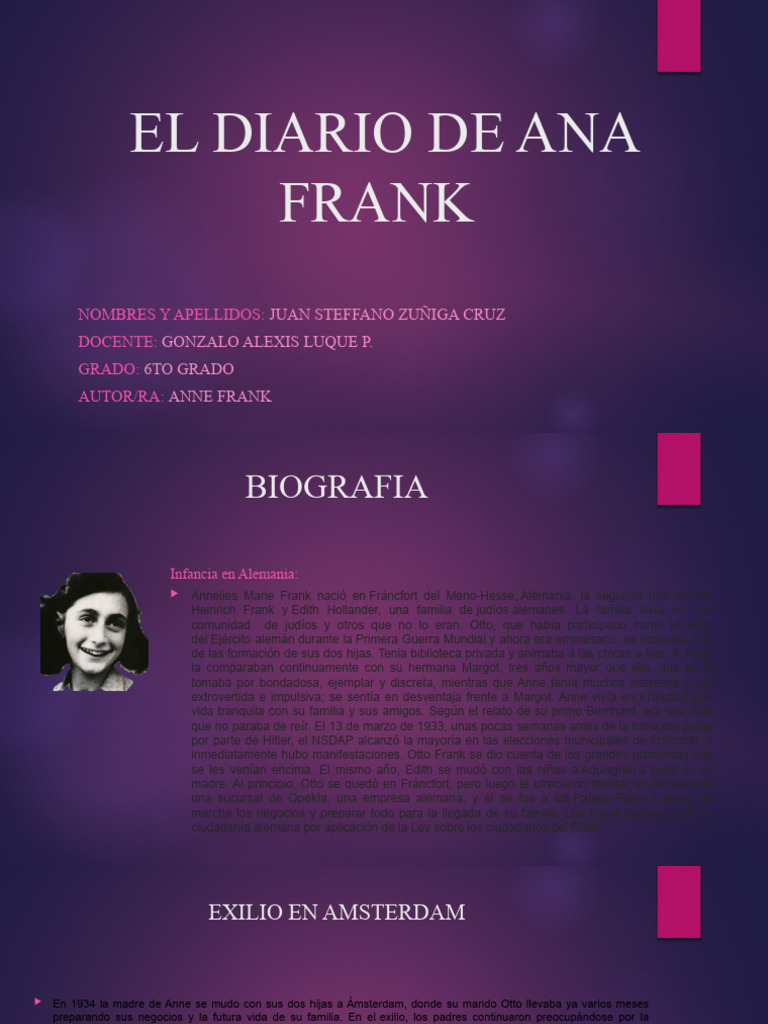 Biografía de Ana Frank y su diario | PDF | Anne Frank | El Holocausto