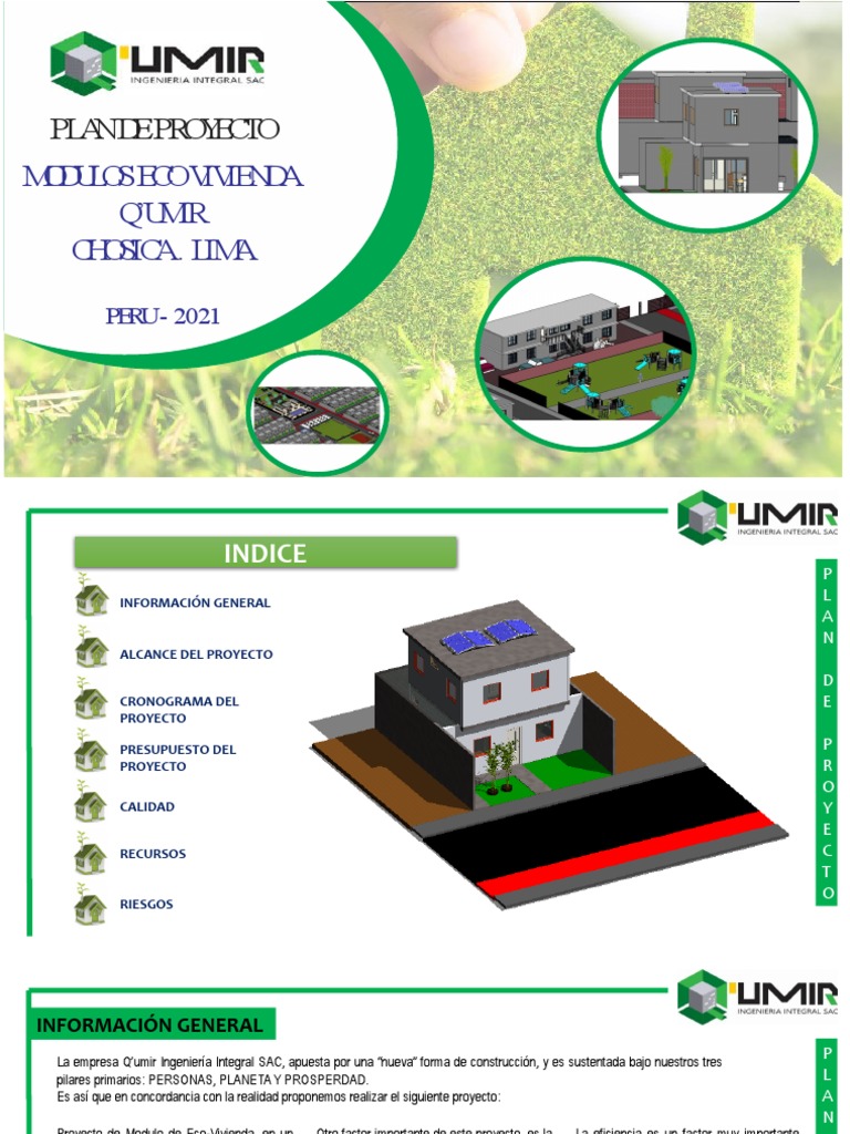 Presentación Plan de Proyecto Q'Umir | PDF | Riego | Sustentabilidad