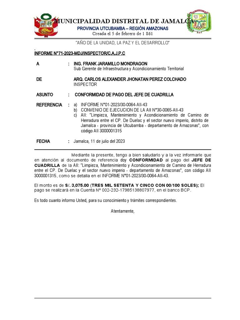 Informe #71 - Inspector | PDF