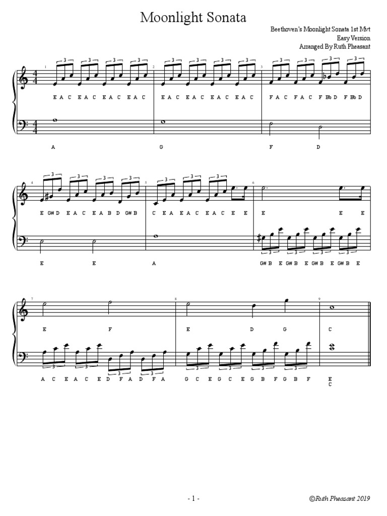 Moonlight Sonata Easy Version | PDF | Sonata | Musical Compositions