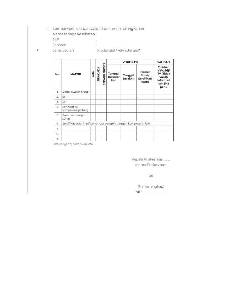5.lembar Verifikasi Dan Validasi Dokumen | PDF