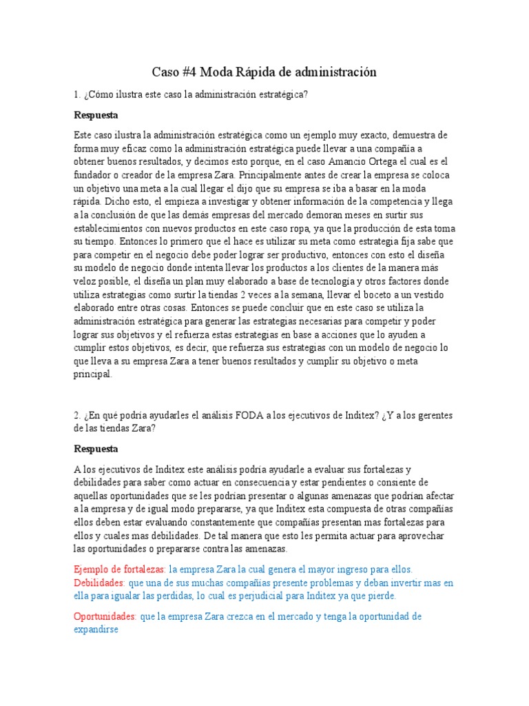 Caso#4 de Administracion, Moda Rapida | PDF