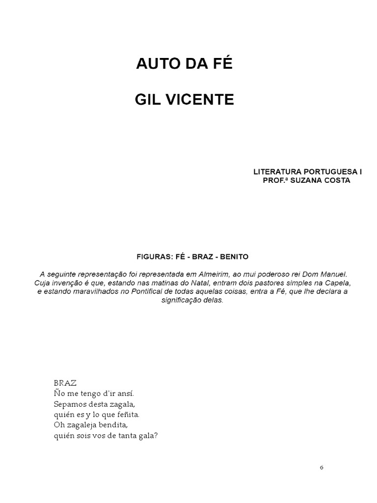 Auto Da Fe - Gil Vicente. | PDF