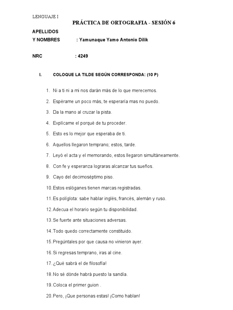 Práctica de Ortografia | PDF | Lingüística | Idiomas