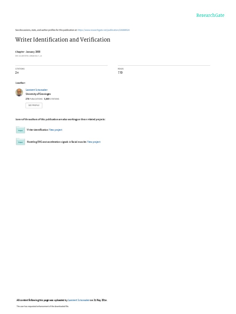 Writer Identification and Verification | PDF