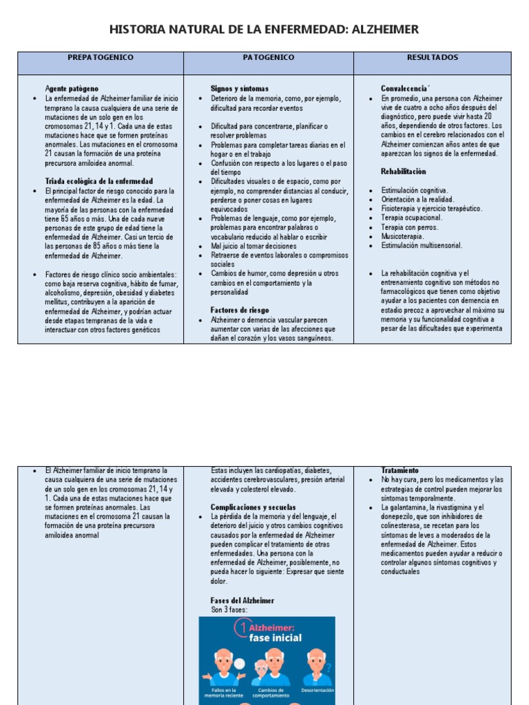 Historia Natural de La Enfermedad - Alzheimer - Emily | Descargar gratis PDF | Enfermedad de ...
