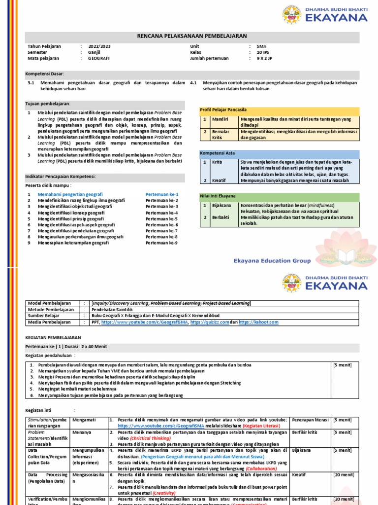 RPP - Konsep Dasar Geografi | PDF | Karier & Perkembangan