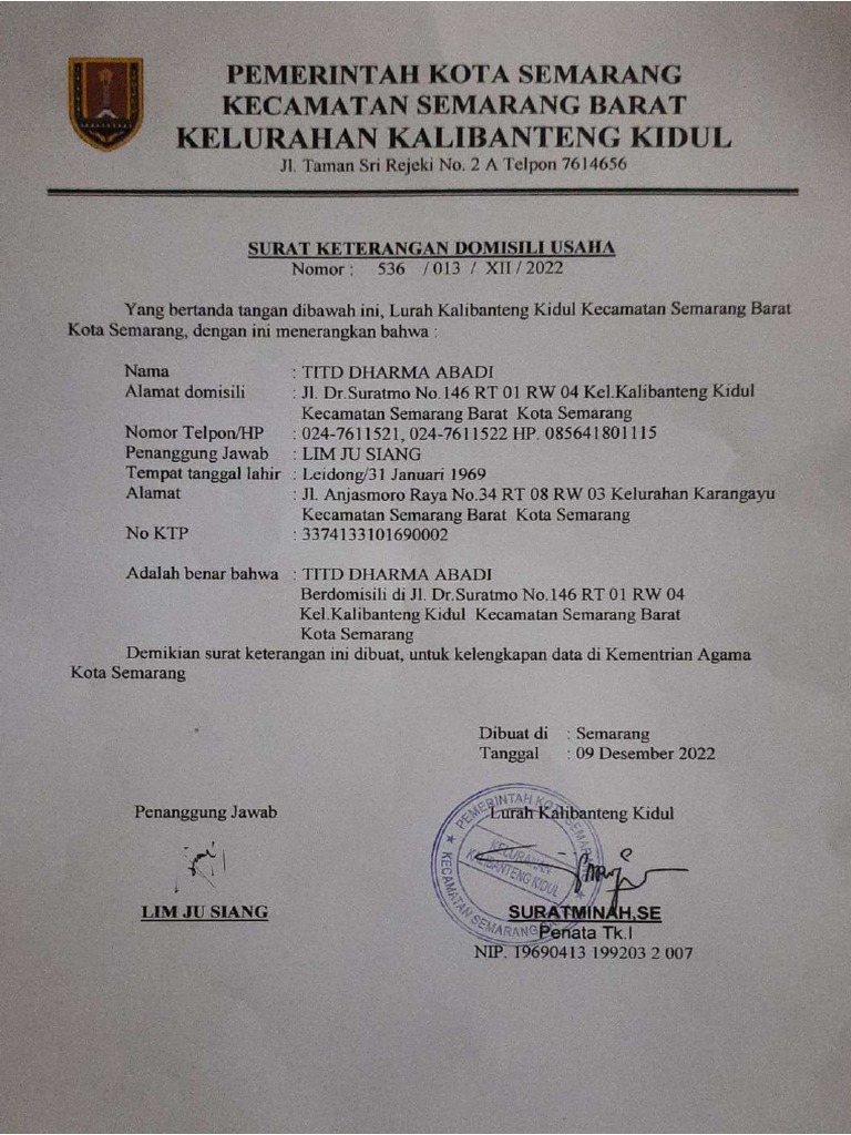 Surat Domisili PDF | PDF