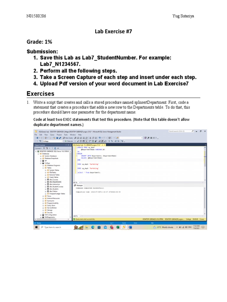 Lab Exercise #7 | PDF | Parameter (Computer Programming) | Data Management