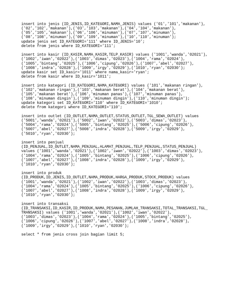 Script Basis Data | PDF
