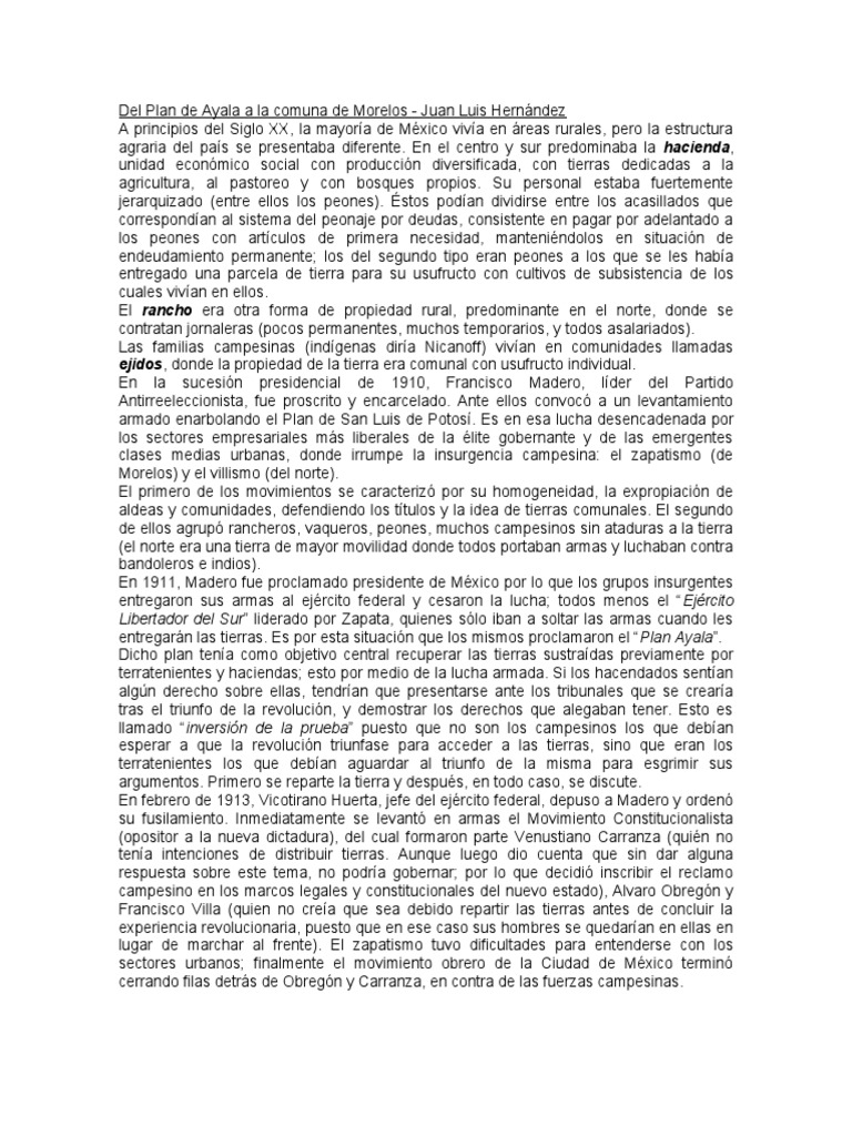 Del Plan de Ayala a la Comuna de Morelos | PDF | Política | Historia
