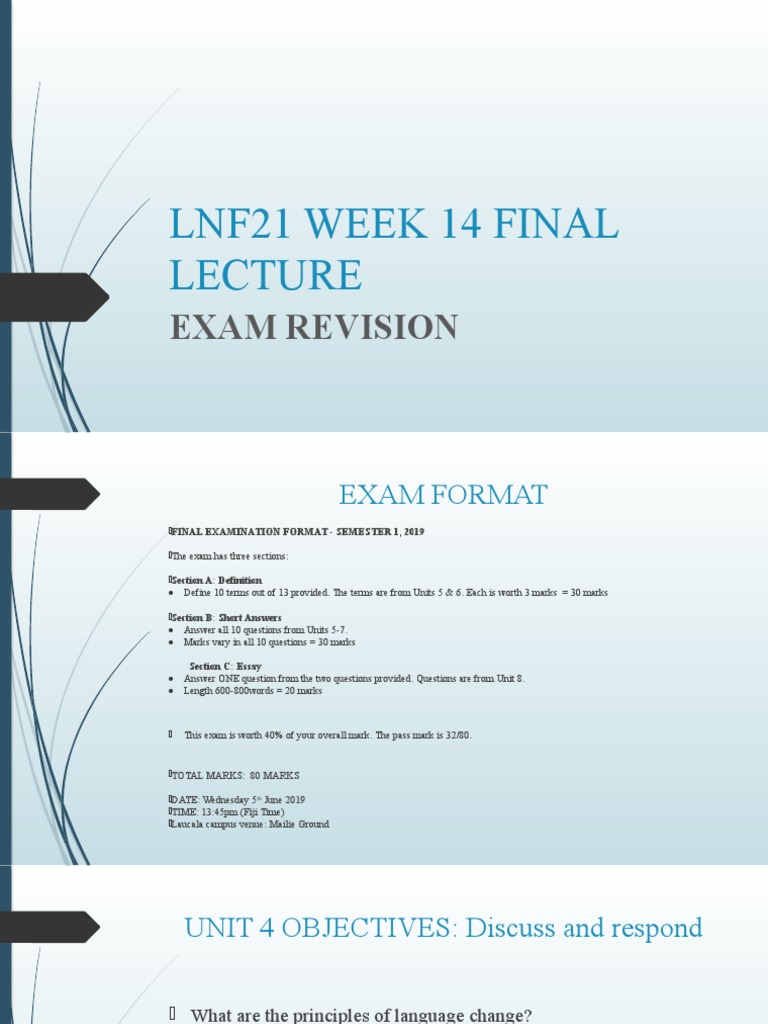LNF21 WEEK 14 Final Lecture | PDF