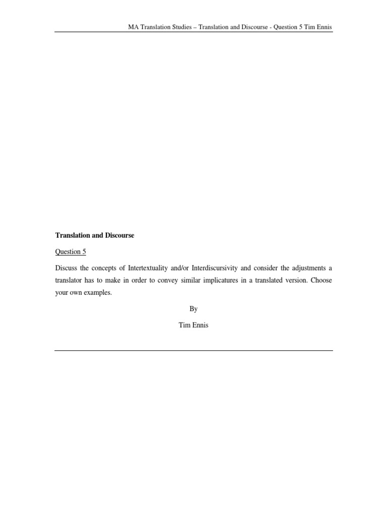 Intertextuality in Translation Studies | PDF | Intertextuality | Translations